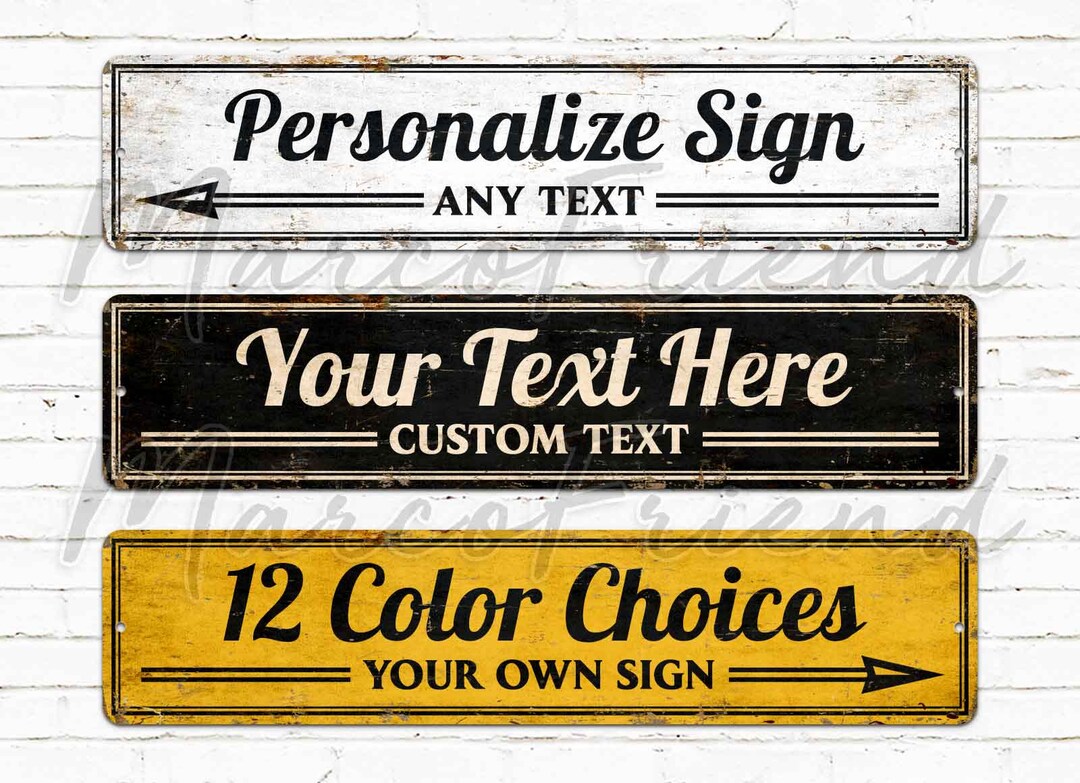 Custom Text Sign, Arrow Sign, Directional, 12 Color Choices ...