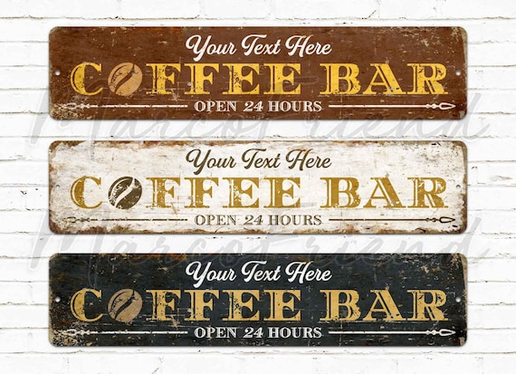 Coffee Bar Sign Custom Name Sign Cafe Sign Bar Sign | Etsy