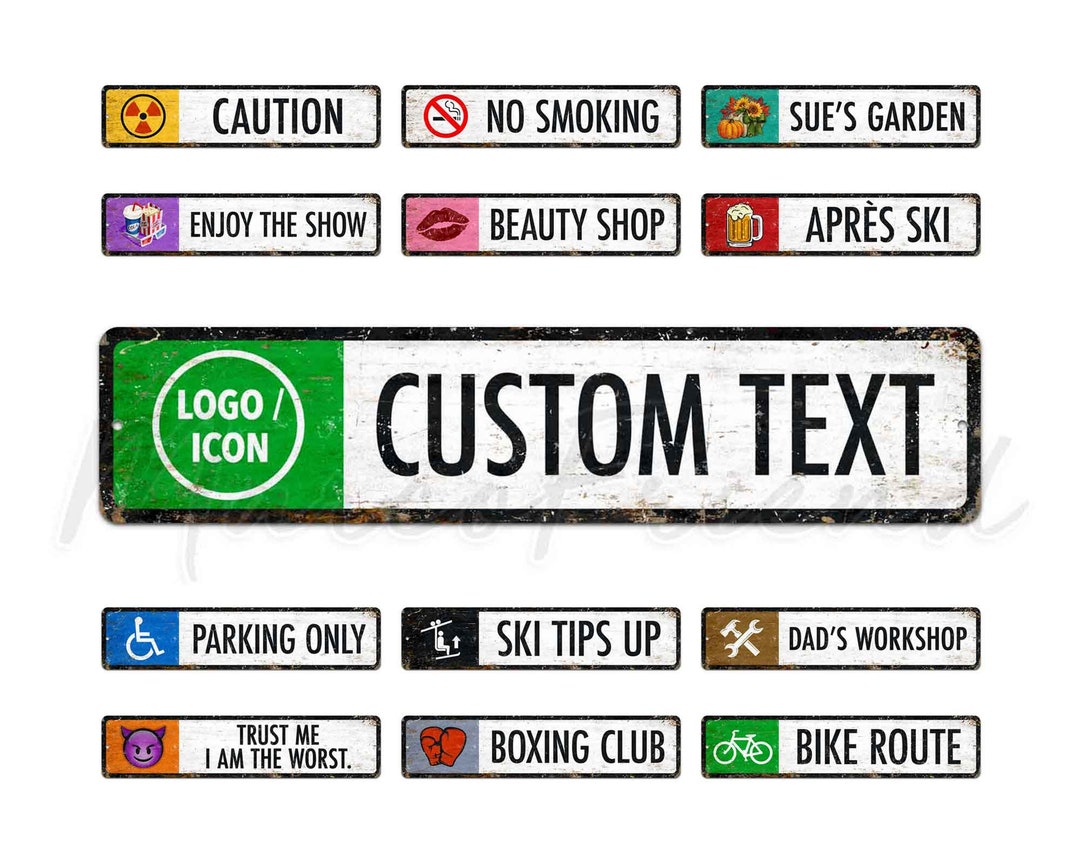 Custom Text & Symbols Metal Sign, Personalized Office Sign, Shop Sign ...