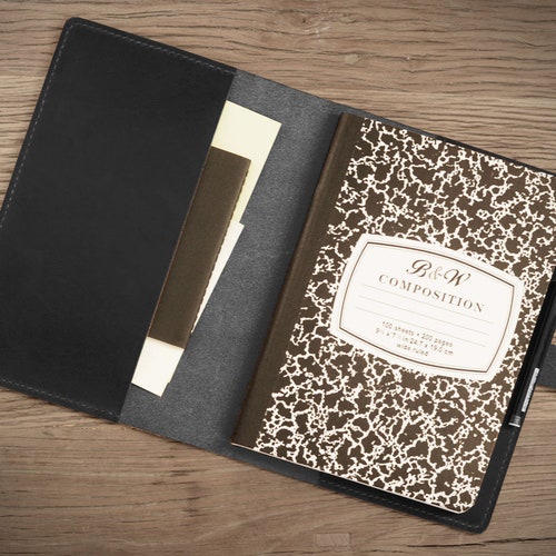 Personalized Distressed Leather Composition Notebook Cover - Etsy