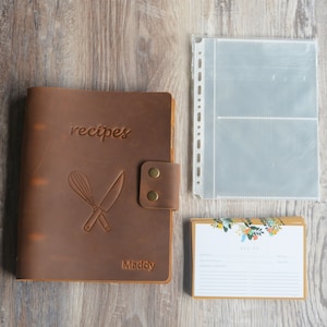 Personalized Leather Recipe Book, 3 Rings Recipe Binder, Family ...
