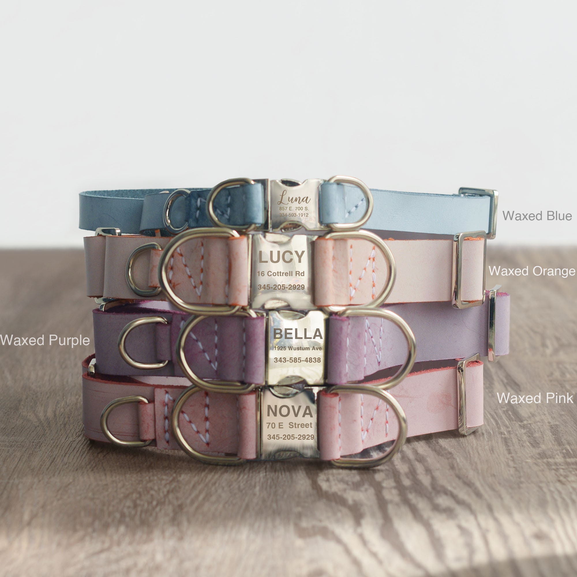 Leather Dog Collar, Personalized Dog Collar, Engraved Leather Dog ...