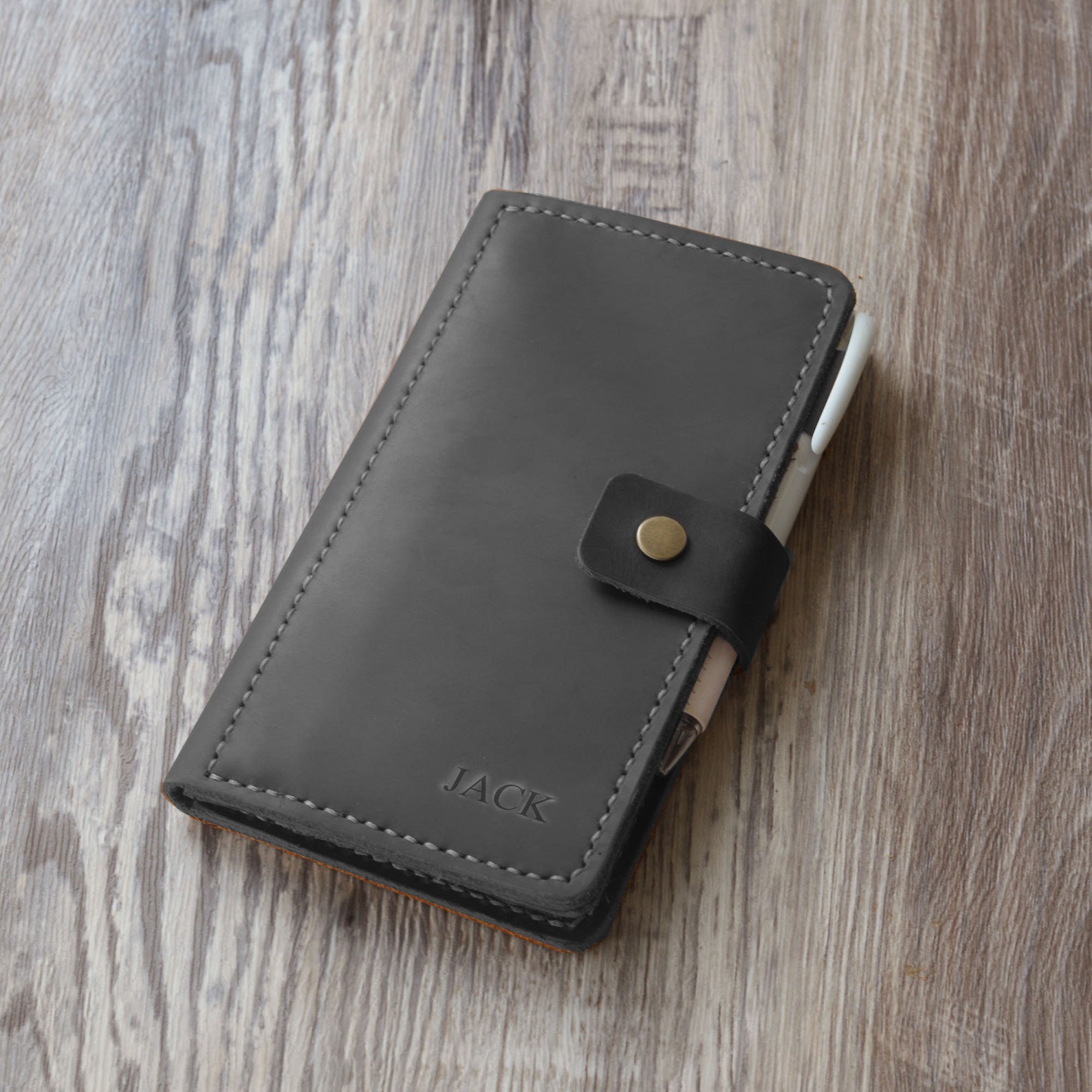 Personalized Leather Day-timer Planner Cover, Pocket Size, Fits 3 1/2 ...