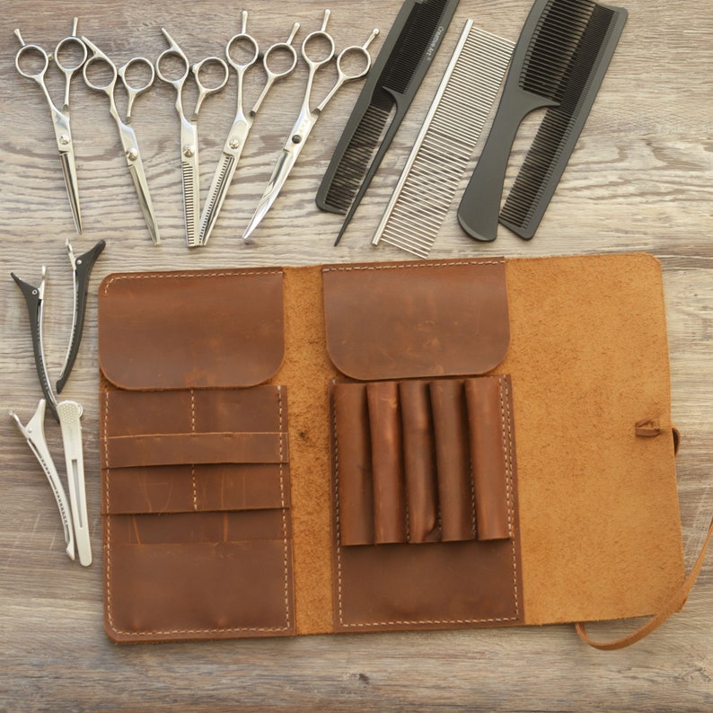 Personalized Leather Hair Stylist Scissor Holder, Pouch Cases for ...