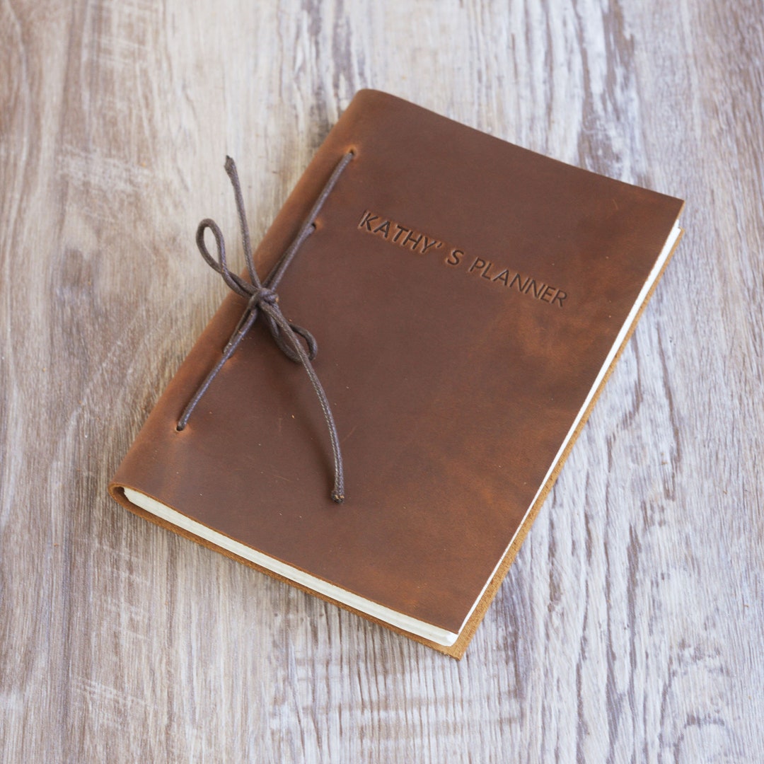 Personalized Leather Planner Cover + Free Planner, Monthly Calendar ...