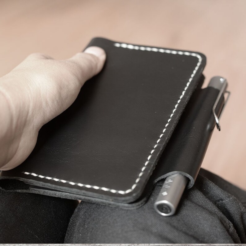 Refillable genuine Leather Journal Cover for pocket size field | Etsy