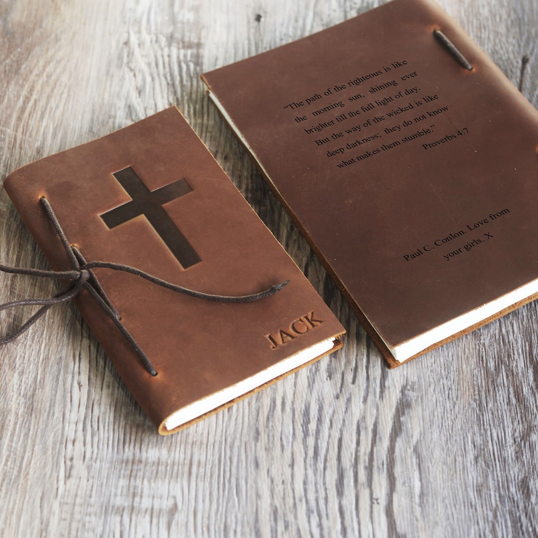 Personalized Leather Prayer Journal Notebook, Christian Gift for Men ...