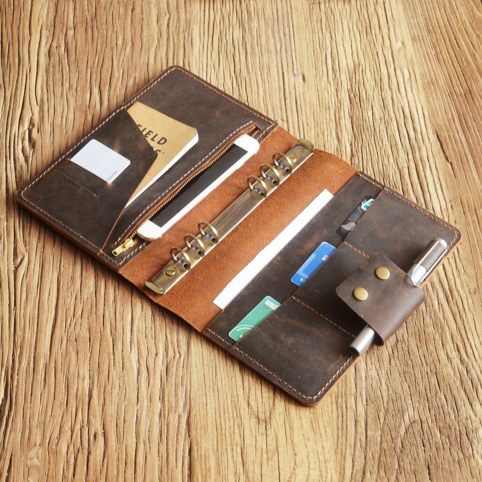 Personalized A5 6 Ring Binder Leather Refillable Planner - Etsy Canada