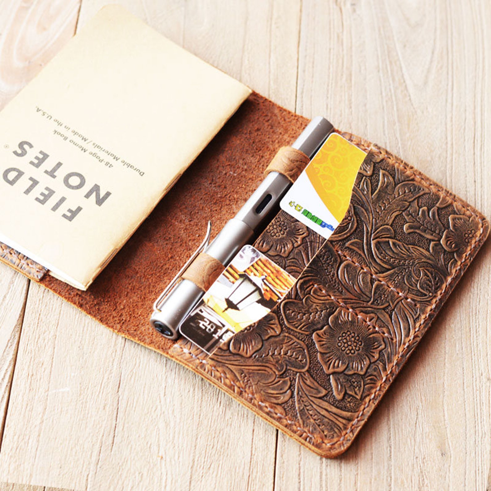 Refillable Genuine Leather Journal Cover for Pocket Size Field Notes ...