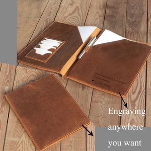 Personalized Leather Document Folder, Fits Standard A5, A4, Letter Size ...