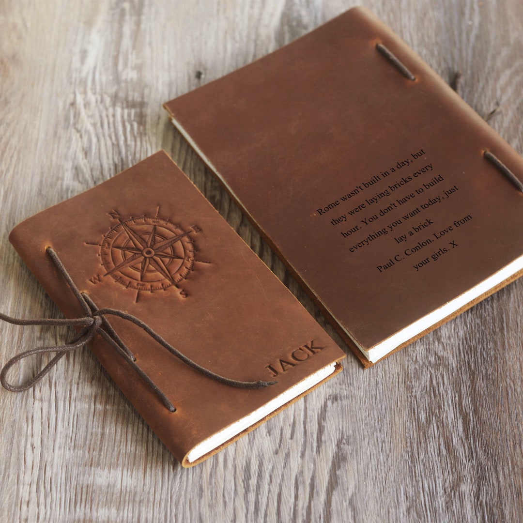 Personalized Monogramed Leather Sketchbook, Refillable Leather Journal ...