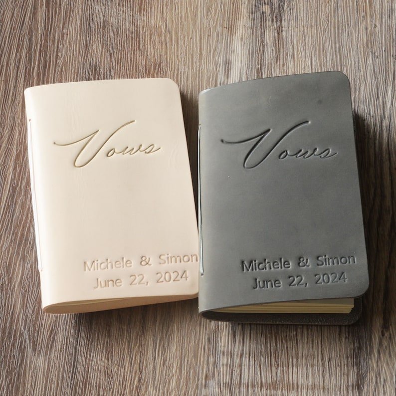 Personalized Wedding Vow Books Set of 2, Leather Vow Book, Customized ...