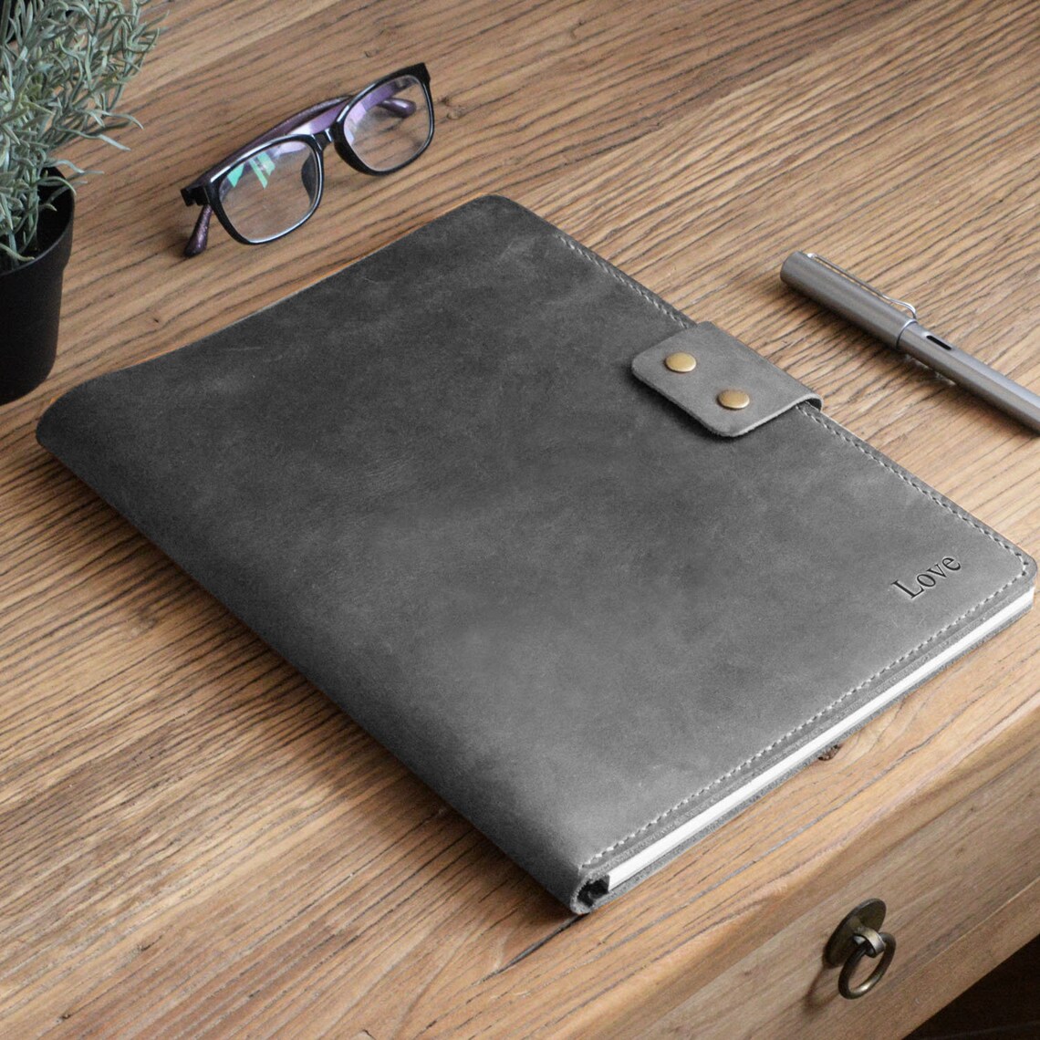 Personalized Leather Portfolio, Notepad Holder, 8.5 X 11.75 Letter Size ...