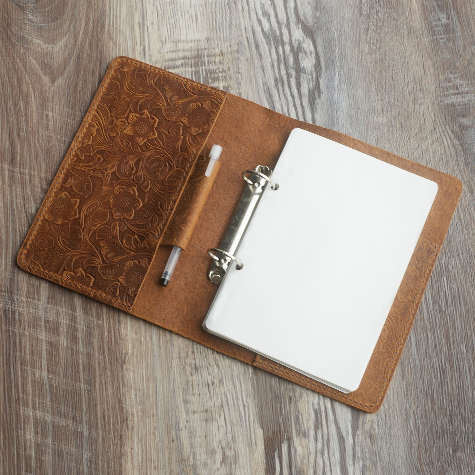 2-ring Binder A5 / A6 / A4 / Letter Size, Leather Binder, Leather ...
