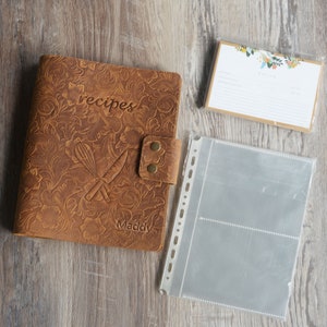 Personalized Leather Recipe Book, 3 Rings Recipe Binder, Family ...