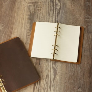 Personalized A5 / A6 A7 / 6 Ring Leather Journal, Leather Refillable ...