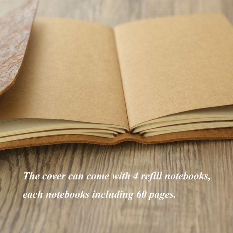 Personalized Trifold Leather Notebook Cover, Travel Notebook With 4 ...