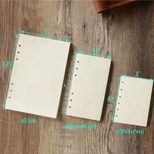 Refill A5 / A6 Personal Size 6 Hole Refill for Leather Journal Planner ...