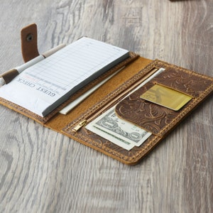 Server Book Organizer With Zipper Pocket, Leather Restaurant Guest ...