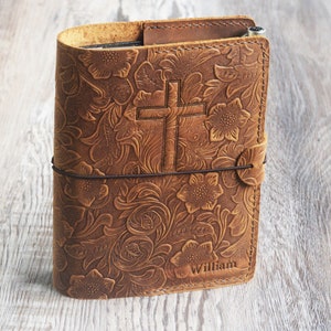 Personalized KJV Holy Bible Cover , Custom Leather Holy Bible Book Case ...