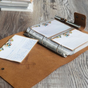 Personalized Leather Recipe Book, 3 Rings Recipe Binder, Family ...