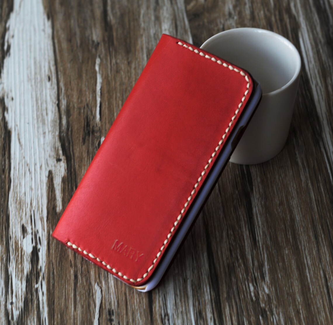 Personalized Genuine Leather iPhone Case for iPhone X / 8 / 8 Plus / 7 ...