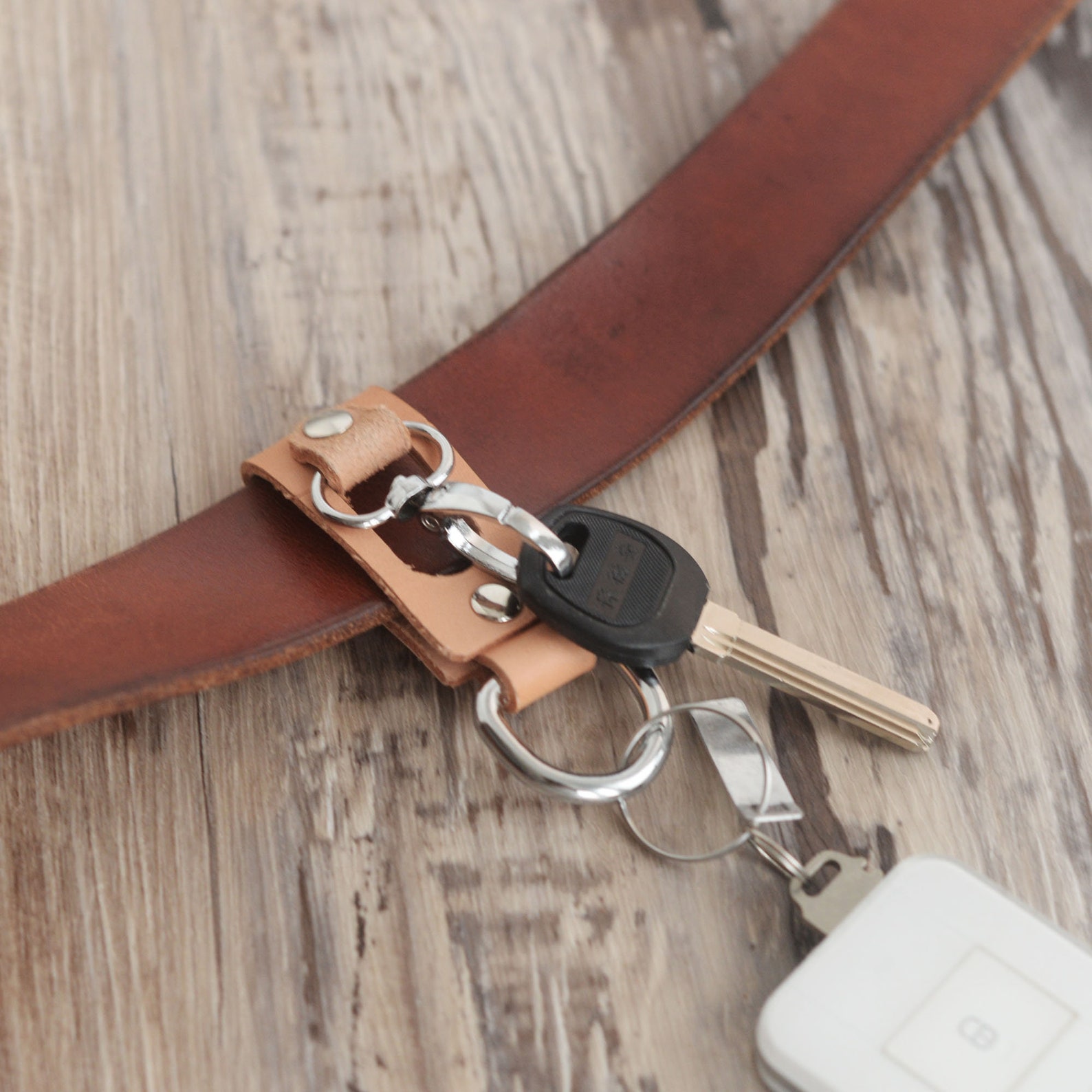Personalized Leather Strap Keychain Holder Belt Loop Heavy | Etsy