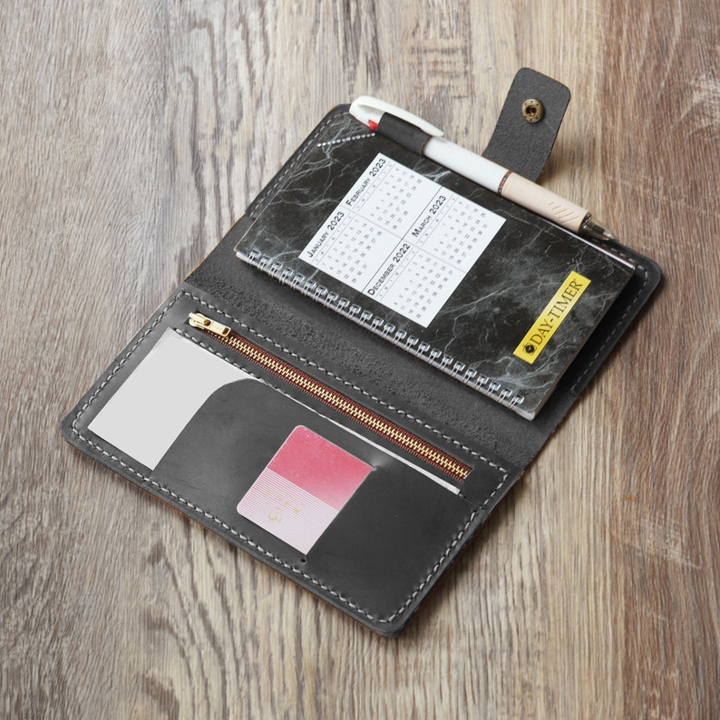 Personalized Leather Day-timer Planner Cover, Pocket Size, Fits 3 1/2 ...