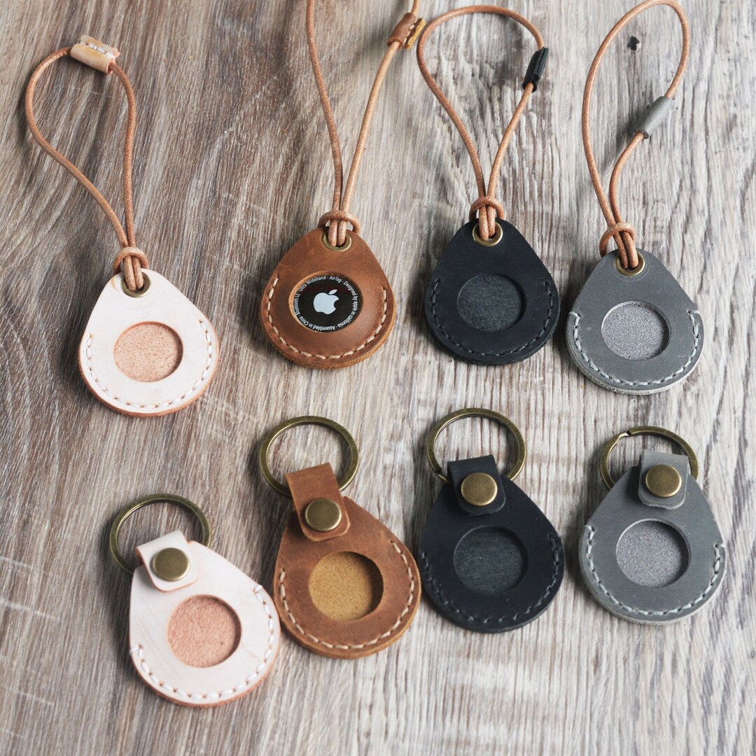 Personalized AirTag Holder, Leather AirTag Keychain, AirTag Case Bag ...