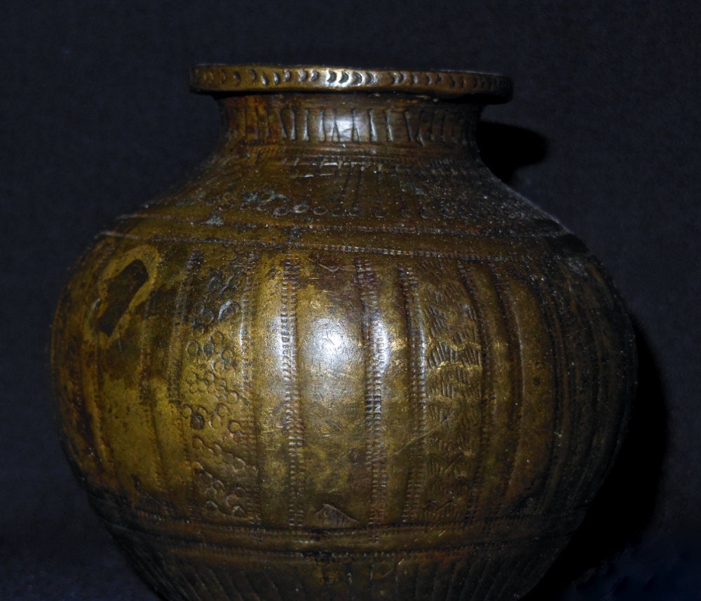 Old Bronze Ritual Incised Buddhist Offering Pot Nepal Tibet | Etsy