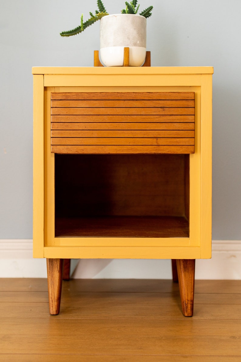 Sunny Yellow Mid Century Modern Side Table - Etsy
