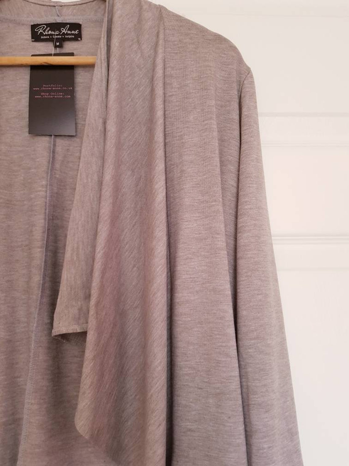 Waterfall Front Cardigan in Grey Marl - Etsy UK