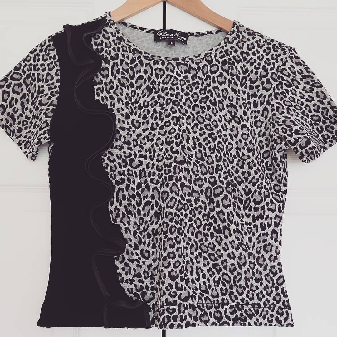 Ruffle Crop T-shirt in Grey Leopard Print - Etsy