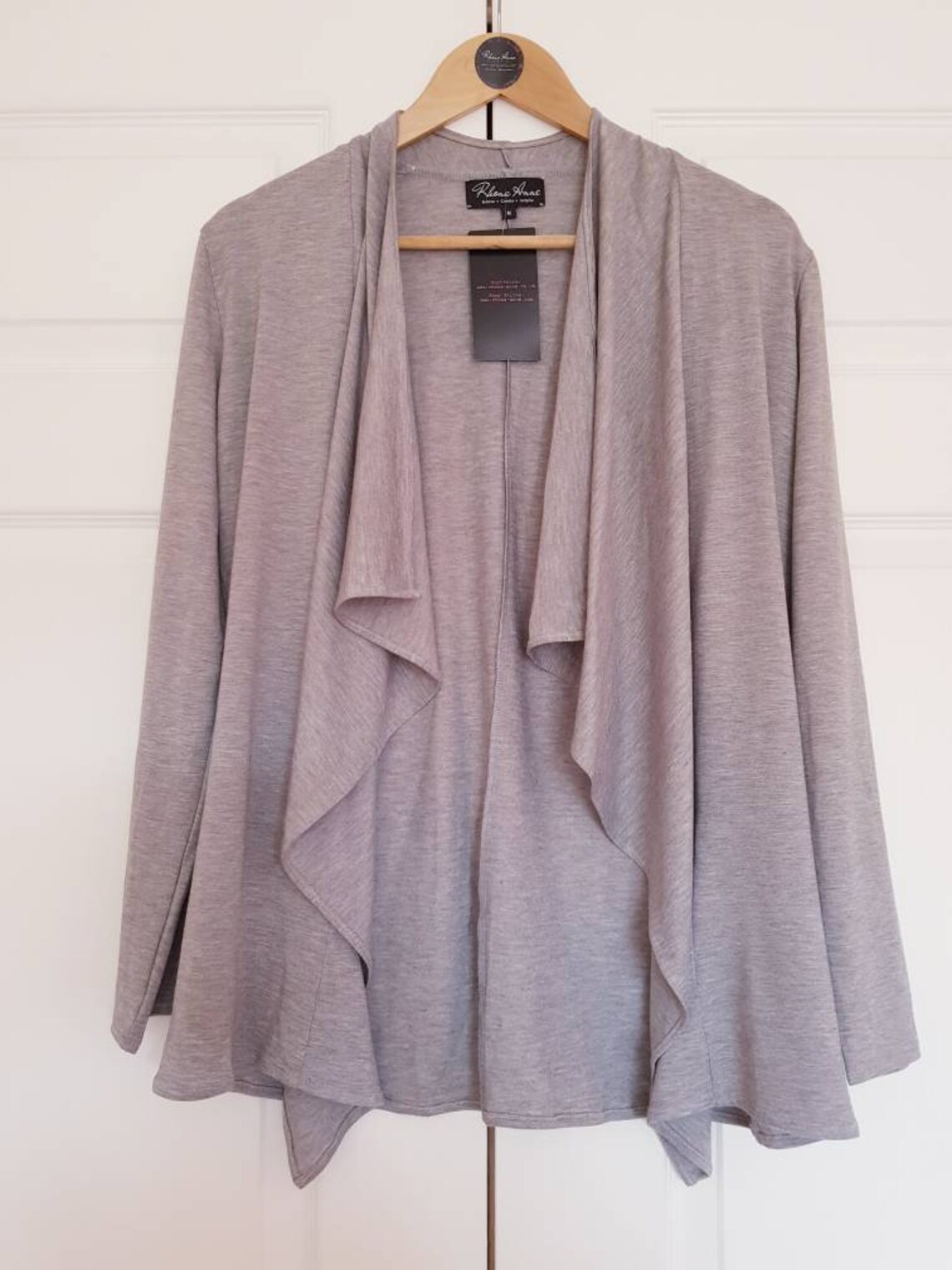 Waterfall Front Cardigan in Grey Marl - Etsy UK