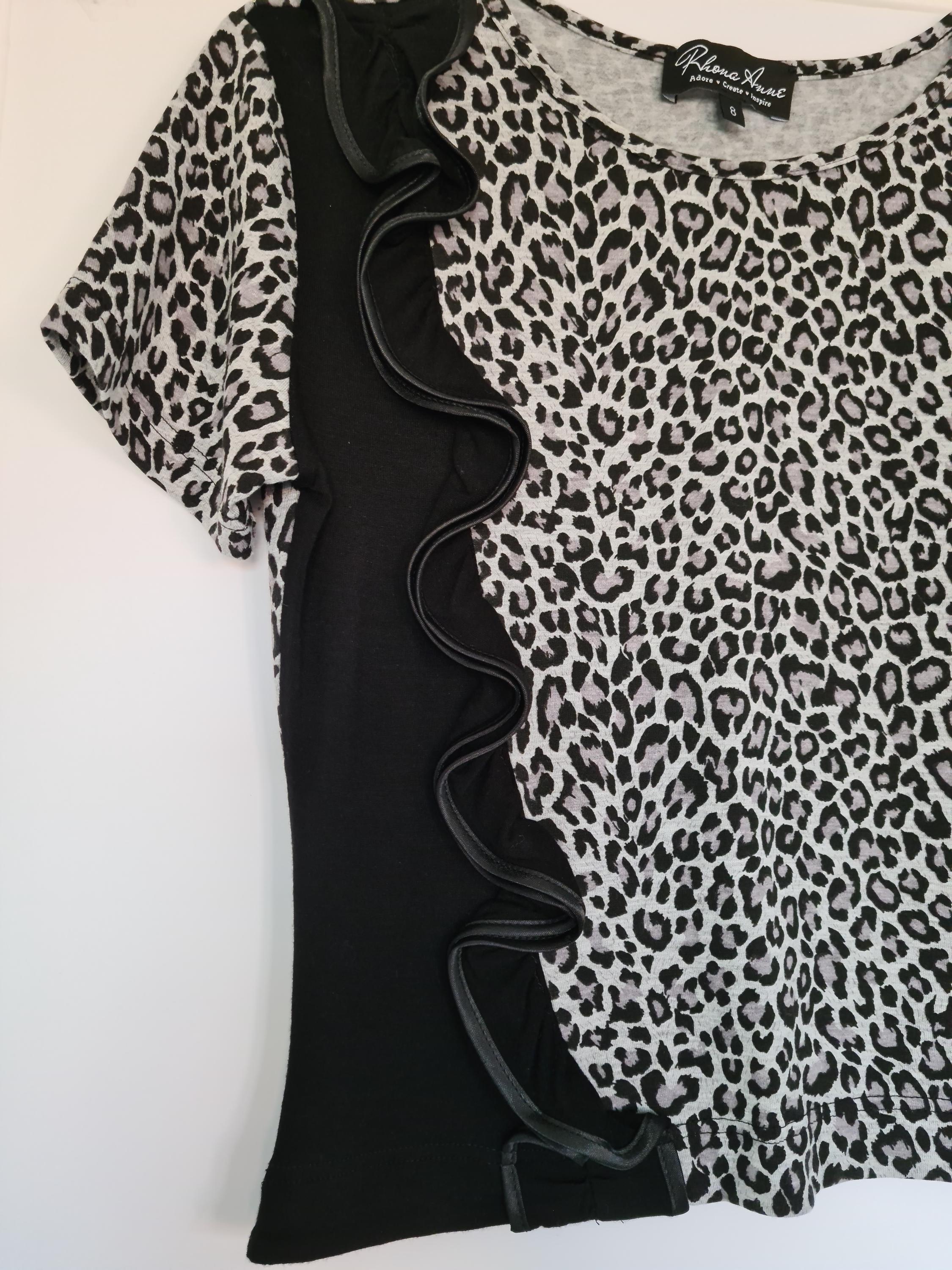 Ruffle Crop T-shirt in Grey Leopard Print - Etsy