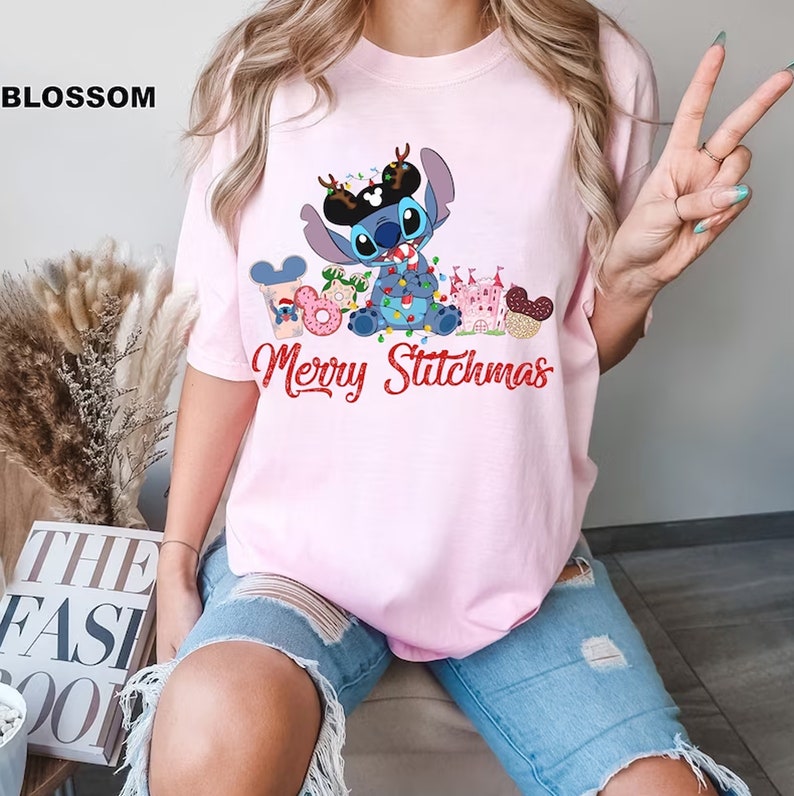 Retro Stitch Christmas Comfort Colors Shirt Disney Christmas Shirt ...