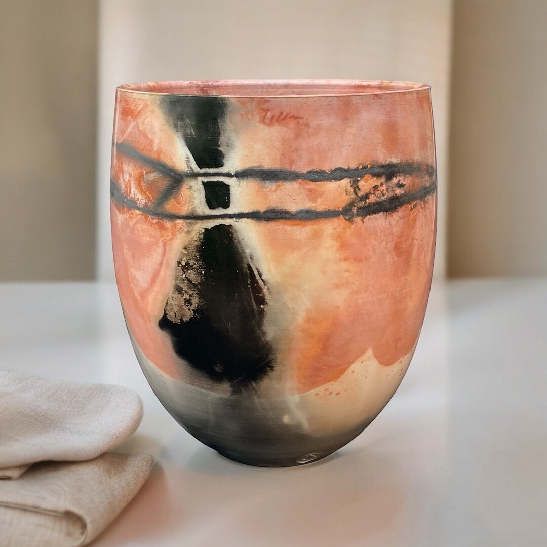 Raku Ceramic - Saggar Fired Ceramic Vase - Etsy