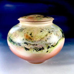 Ceramic Urn Red Green Urn Urns for Human Ashes Raku Urn Handmade Art Urn - Etsy