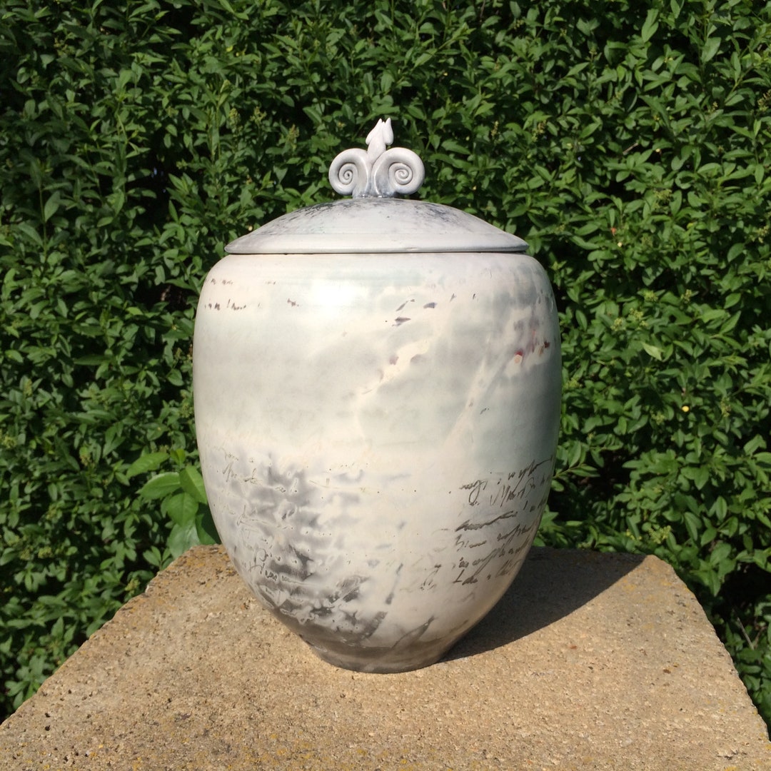 Art Ceramic Urn - Urn for 2 Ashes - Raku Urn - Urn for Human Ashes - Amphora Urn - Etsy
