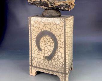 Ceramic Urn - Red- Green Urn - Urns for Human Ashes - Raku Urn ...