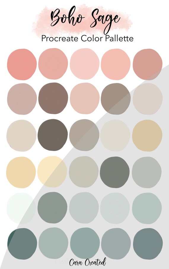 Boho Sage Procreate Color Palette Color Swatches Ipad | Etsy