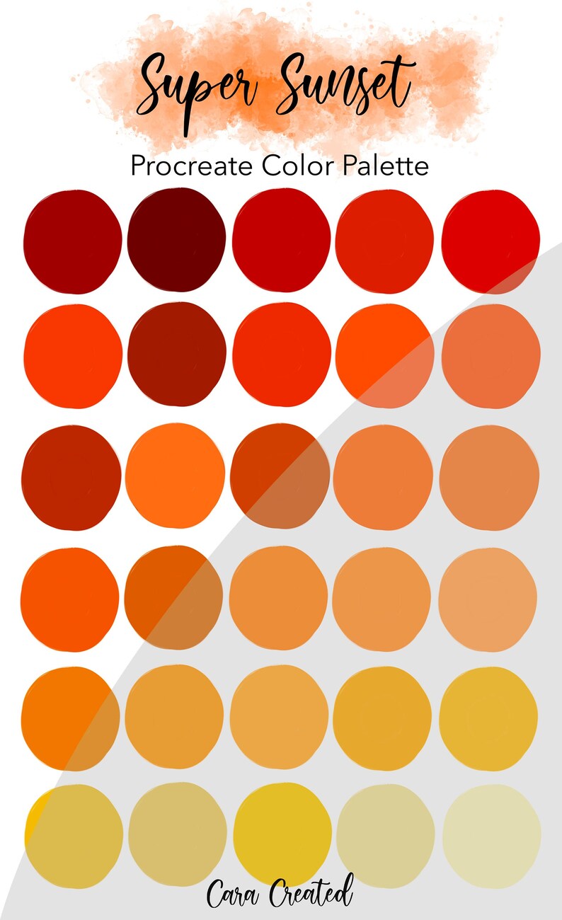 Super Sunset Procreate Color Palette, Color Swatches, iPad Procreate ...