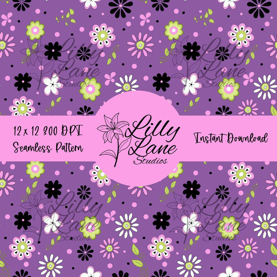 Bright Retro Floral Seamless Pattern | Groovy Daisy Digital Paper ...