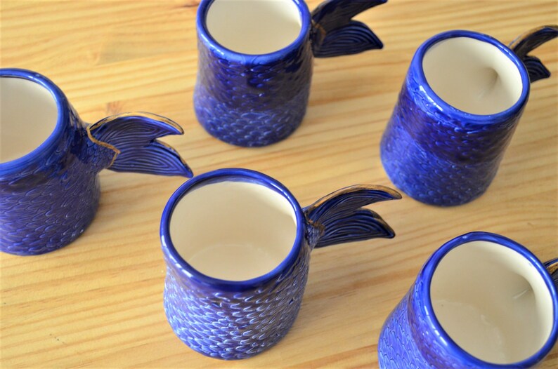 Handmade Fish Ceramic Mug Blue Breakfast Mug With Fishtail | Etsy