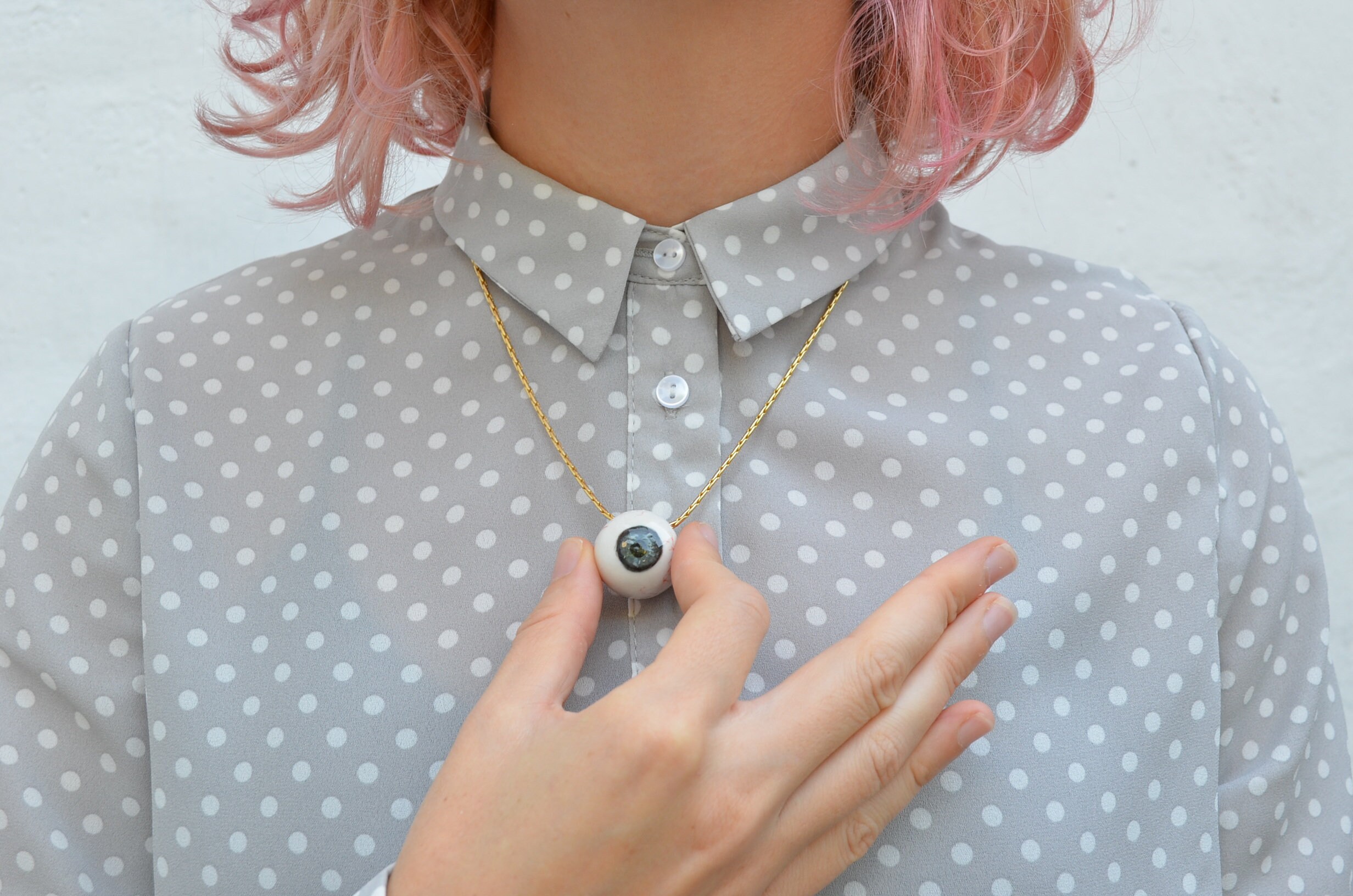 Very Realistic Handmade Porcelain Eye Necklace, Ceramic Eye Pendant ...