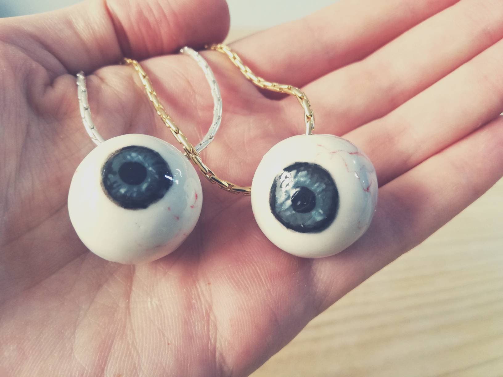 Very Realistic Handmade Porcelain Eye Necklace, Ceramic Eye Pendant ...