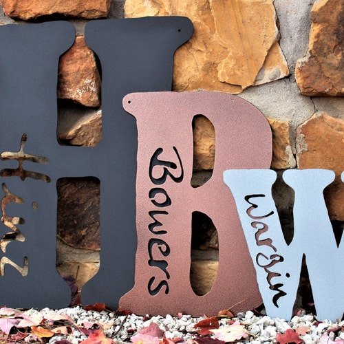 Rustic Metal Letter Decor custom Metal Sign Personalized - Etsy