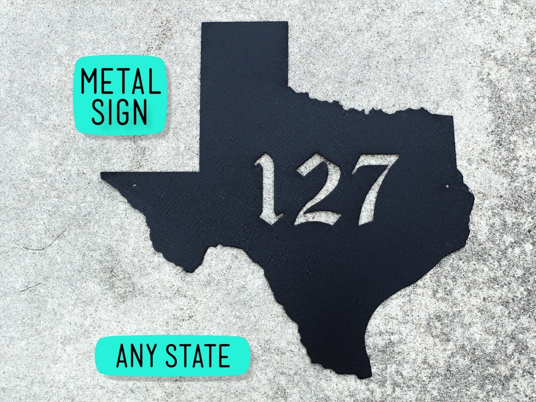 Metal Address Sign - Personalized State Sign - Street Address - Custom ...