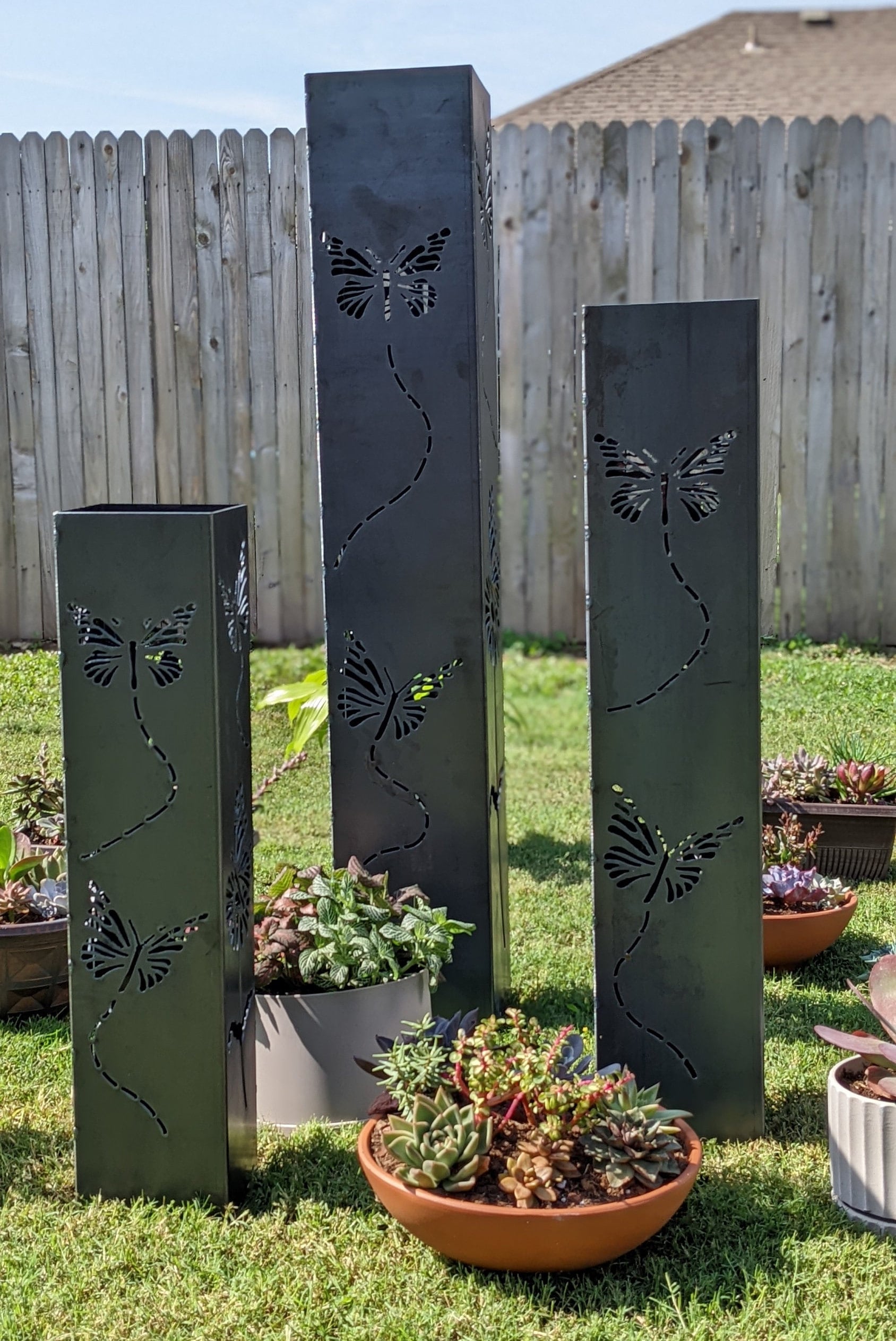 Garden Box Butterfly - Set or Individual - Lighted - Flower Bed Column ...