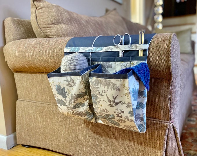 Knit Caddy. Extra Large Knitting Caddy for Sofa Arm. Pockets for Yarn ...